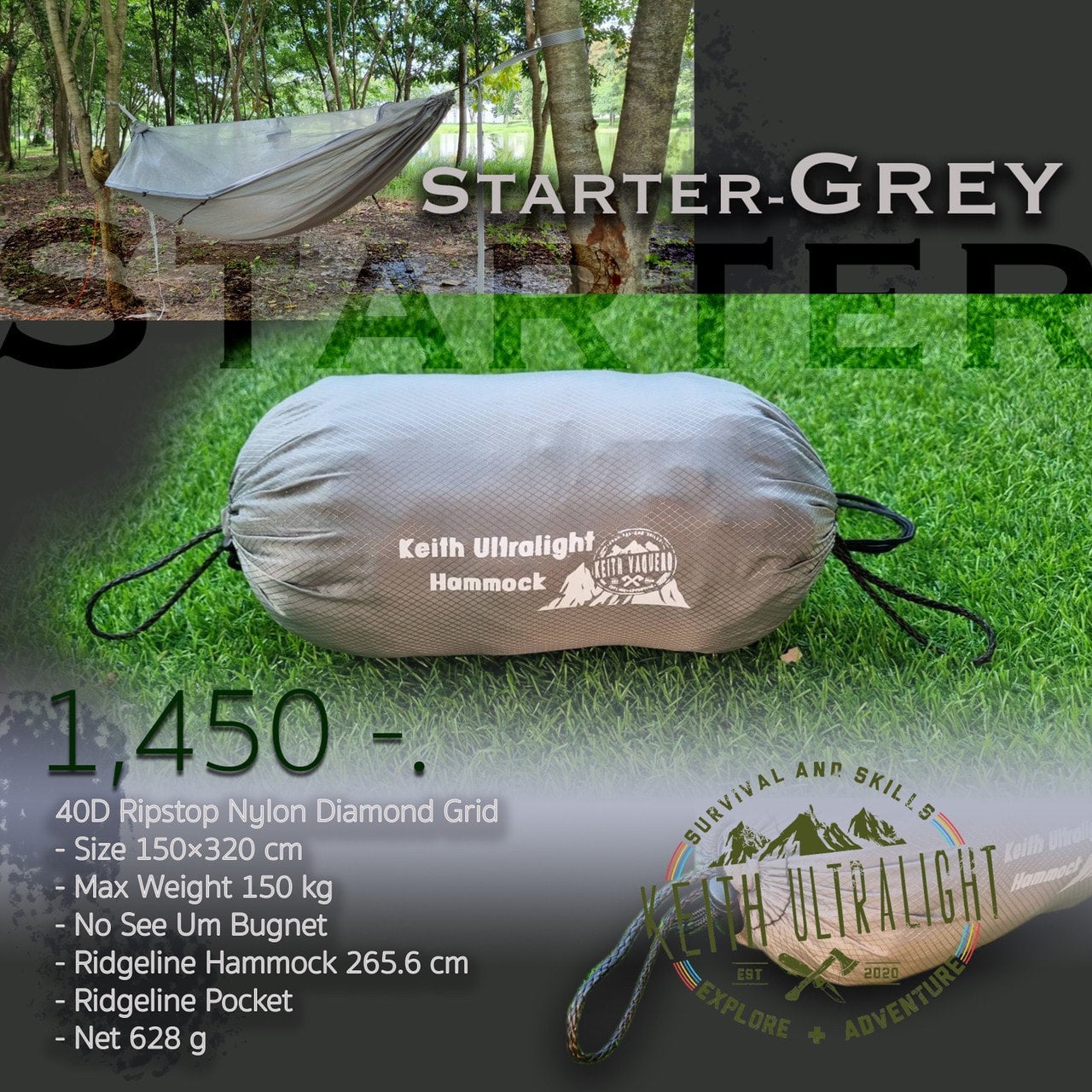 Starter-Grey | Keith Ultralight Hammock